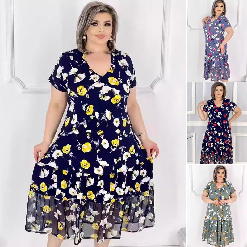 🌸Модерни дамски рокли с V-образно деколте и флорален принт – tyttoi